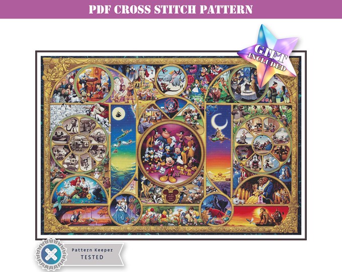 Supersized Cartoon Collage Full Coverage Cross Stitch Pattern PDF ...