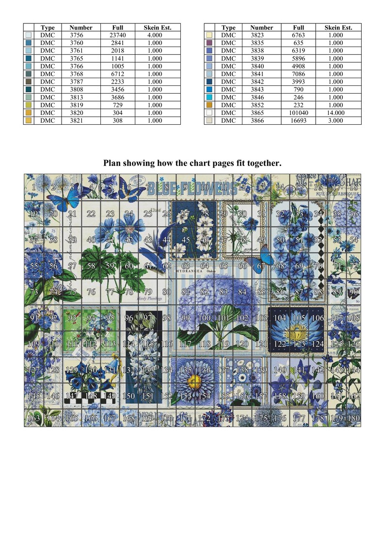 Floral Counted Cross Stitch Pattern Extra Large Cross Stitch - Etsy