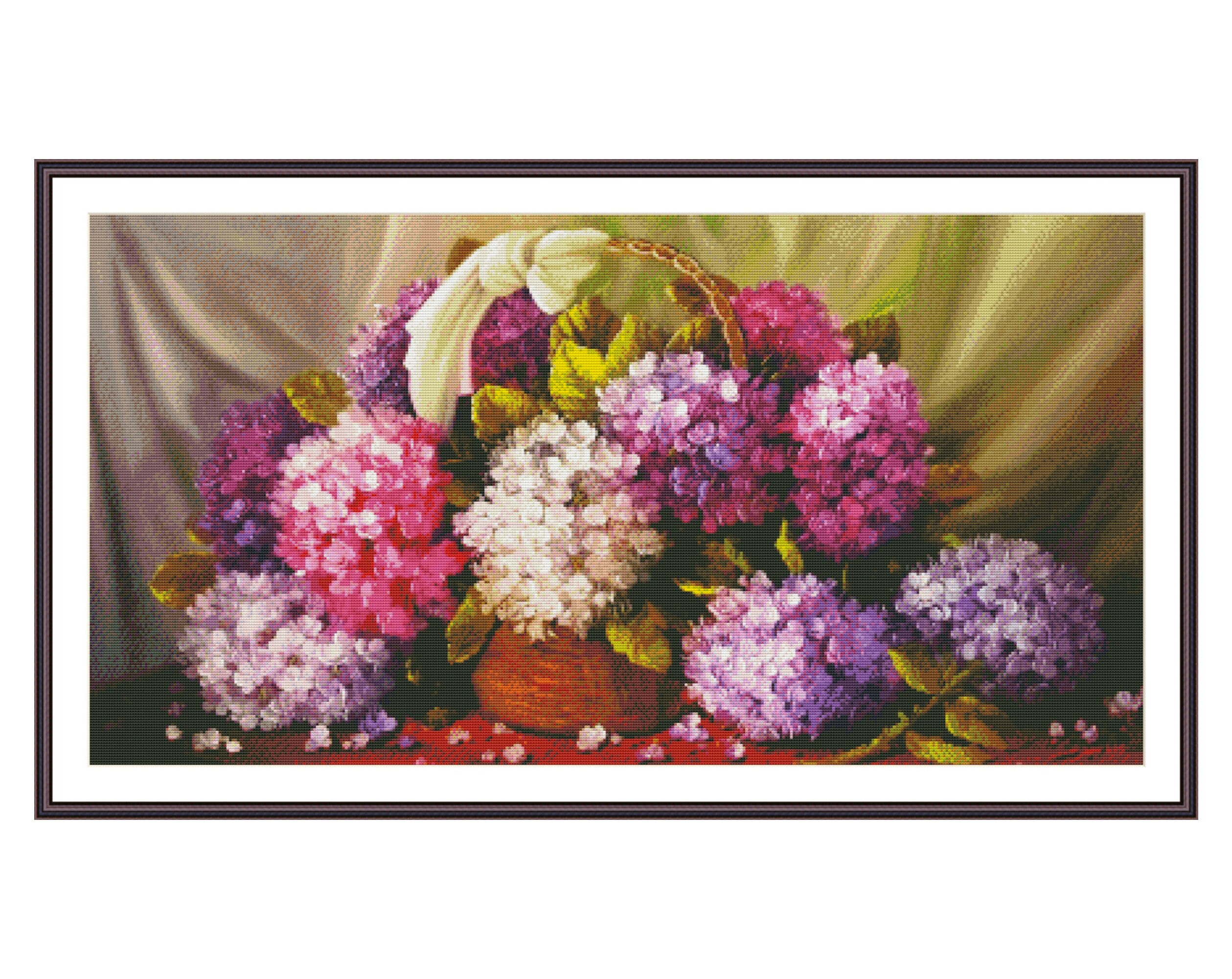 Hydrangea Cross Stitch Floral Cross Stitch Cross Stitch - Etsy