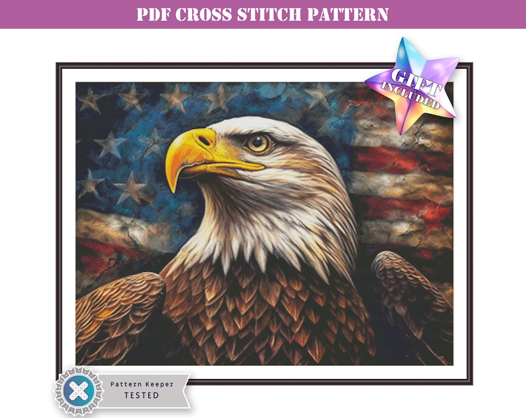 American Flag and a Bald Eagle Full Coverage Cross Stitch Pattern Pdf ...