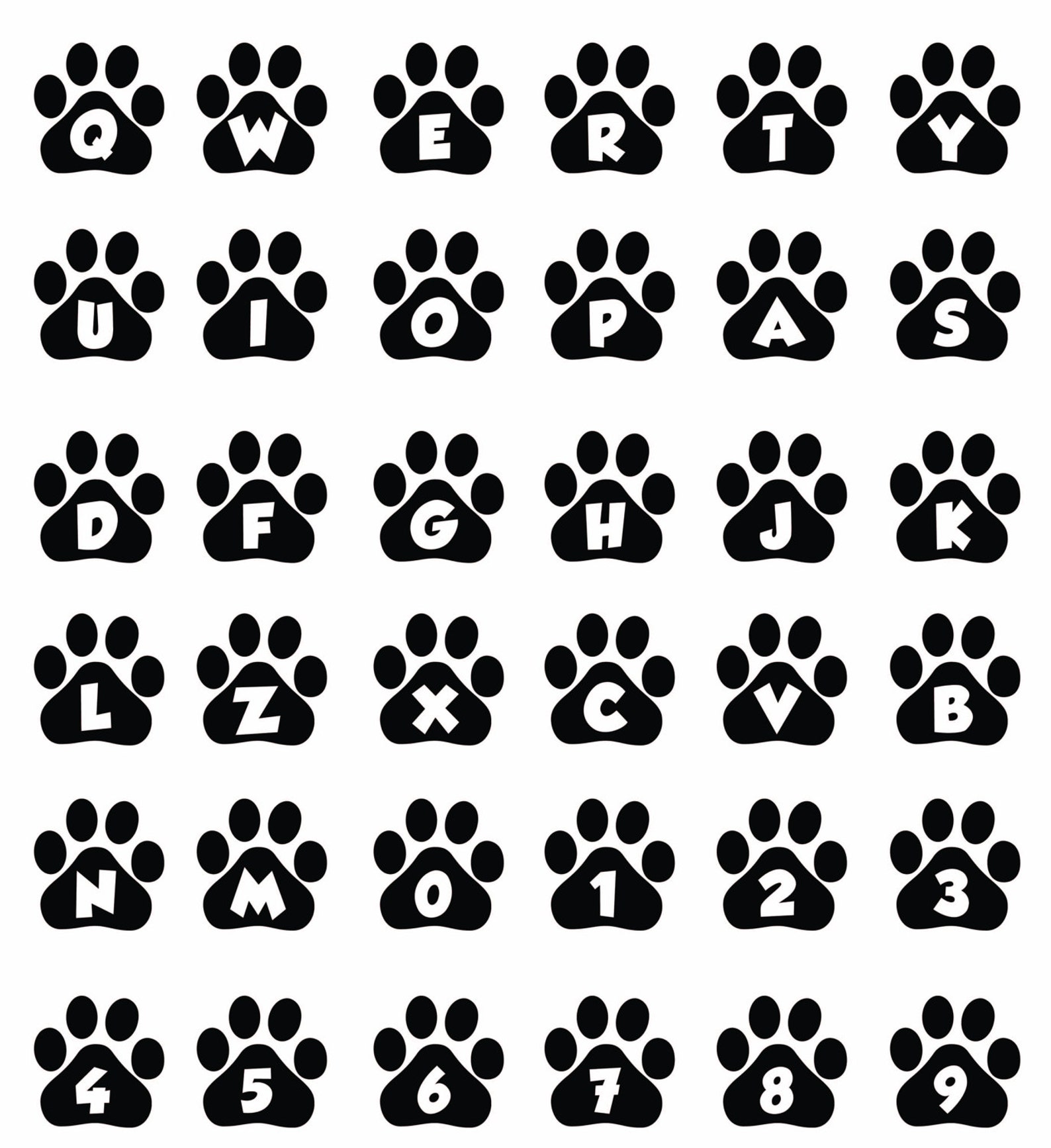 Dog Paw Font Svg Alphabet Letters Initials Monogram Letters - Etsy