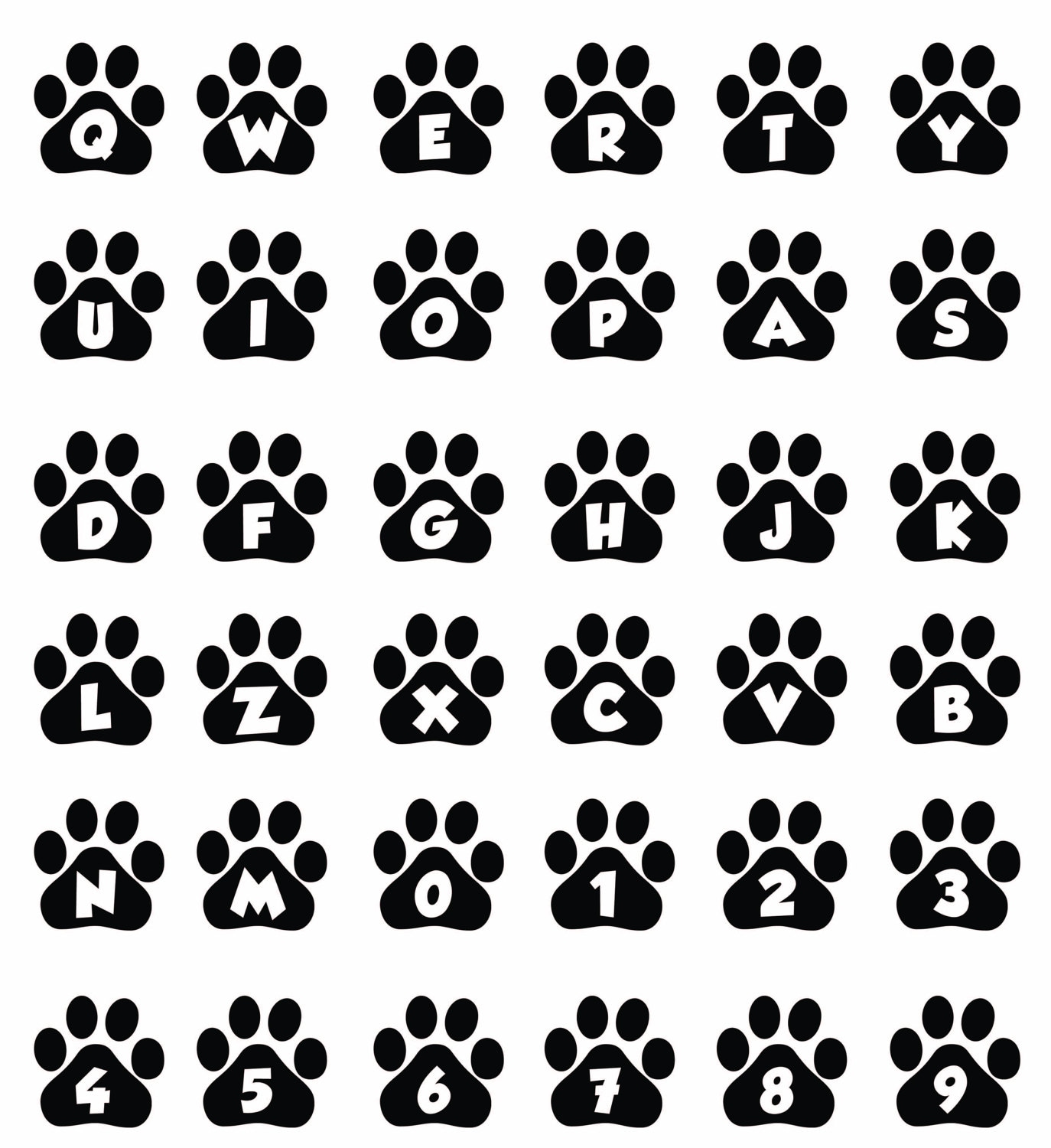 Dog Paw Font Svg Alphabet Letters Initials Monogram Letters - Etsy