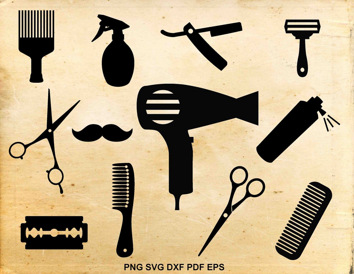 Kapper svg Kapper tools silhouet kapsalon haar droger svg - Etsy Nederland
