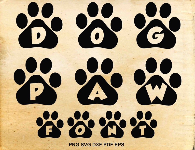 Dog Paw Font Svg Alphabet Letters Initials Monogram Letters - Etsy