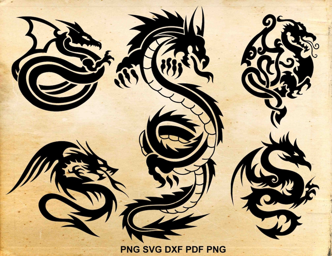 Dragon Svg Dragon Clip Art Dragon Silhouette Cut Files for - Etsy UK