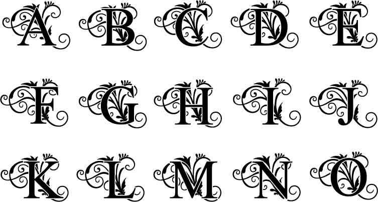 Monogram alfabeto svg letras monogramas fuente de boda | Etsy
