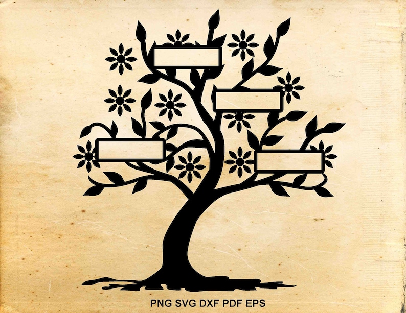 Family Tree Svg 4 Names Tree Clip Art Tree Cutting Files - Etsy UK