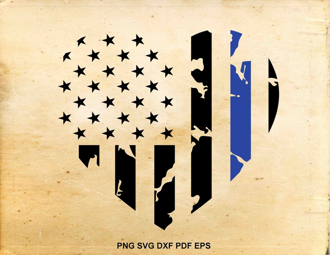 Blue Line Heart Svg, Distressed Heart, Police Heart Svg, Law ...