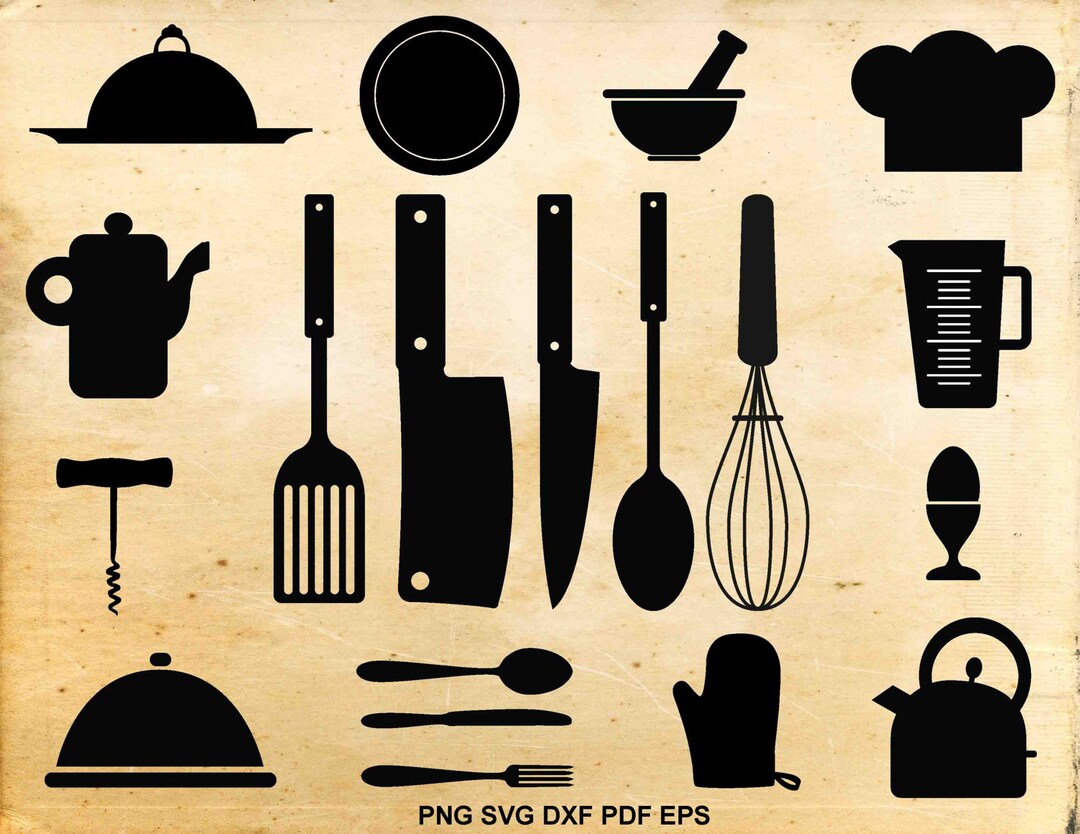 Kitchen Svg Files, Kitchen Utensils, Kitchen Clipart, Cut Files for ...