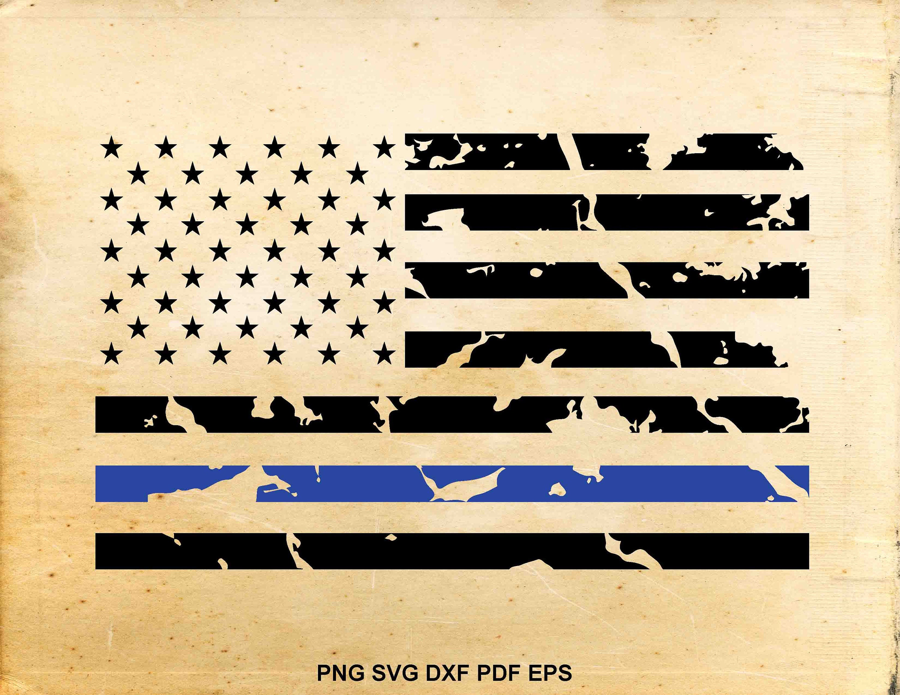 Blue Line Flag Svg Distressed American Flag Svg Police Flag - Etsy