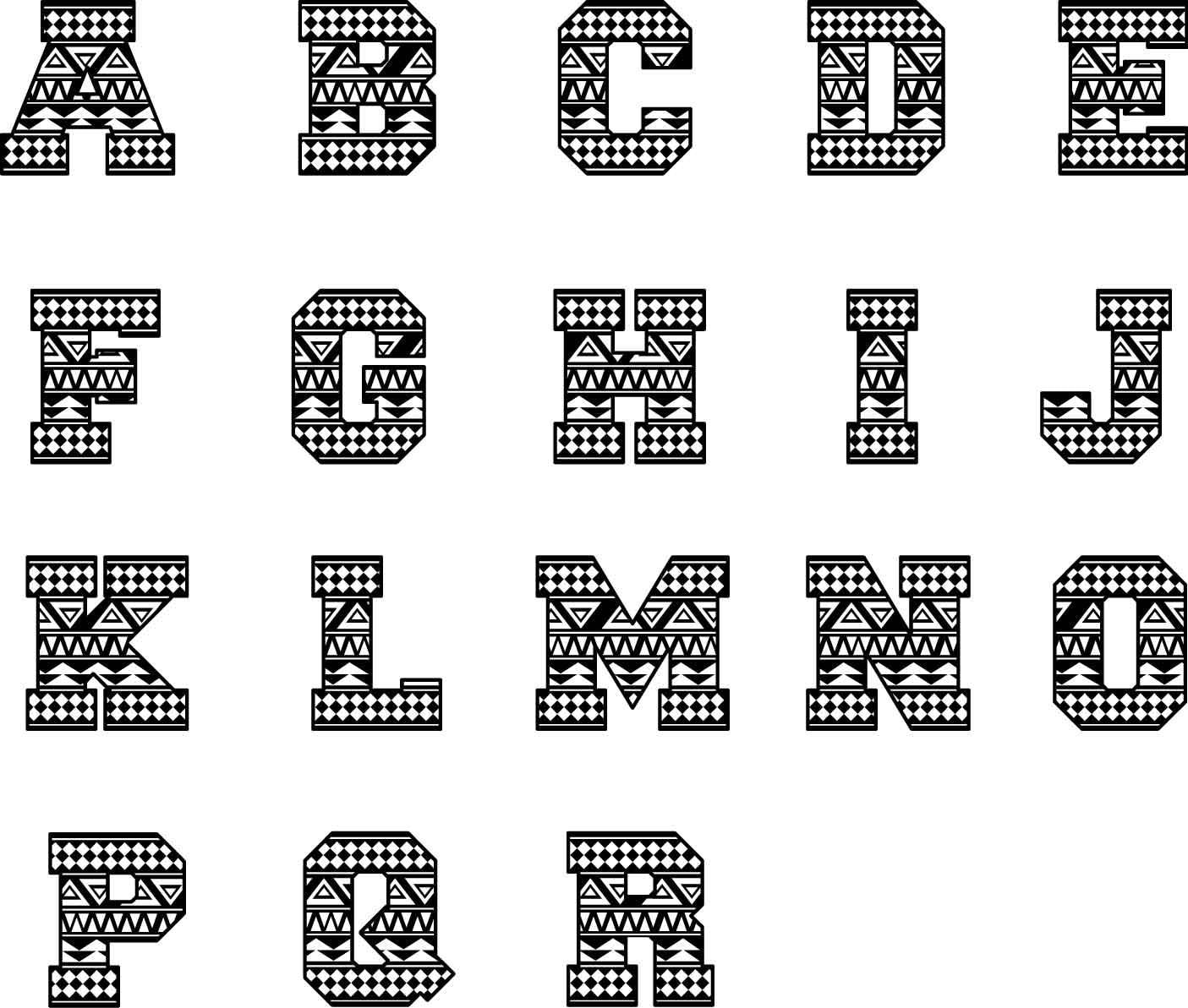 Azteca fuente svg monograma Azteca letras aztecas fuente - Etsy México