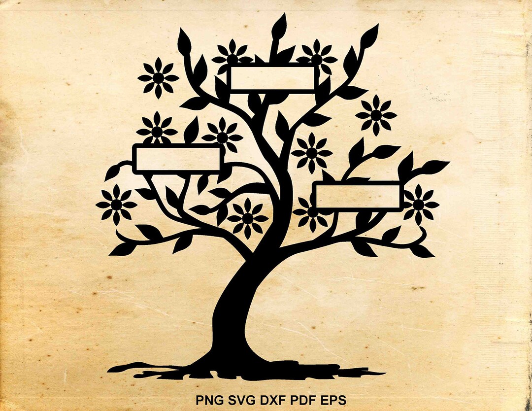 Family Tree Svg 3 Names, Tree Svg, Clipart, Tree Cutting Files, Svg ...