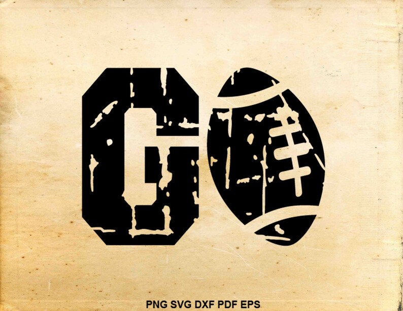 Distressed Football Svg File Go Football Clipart Love | Etsy