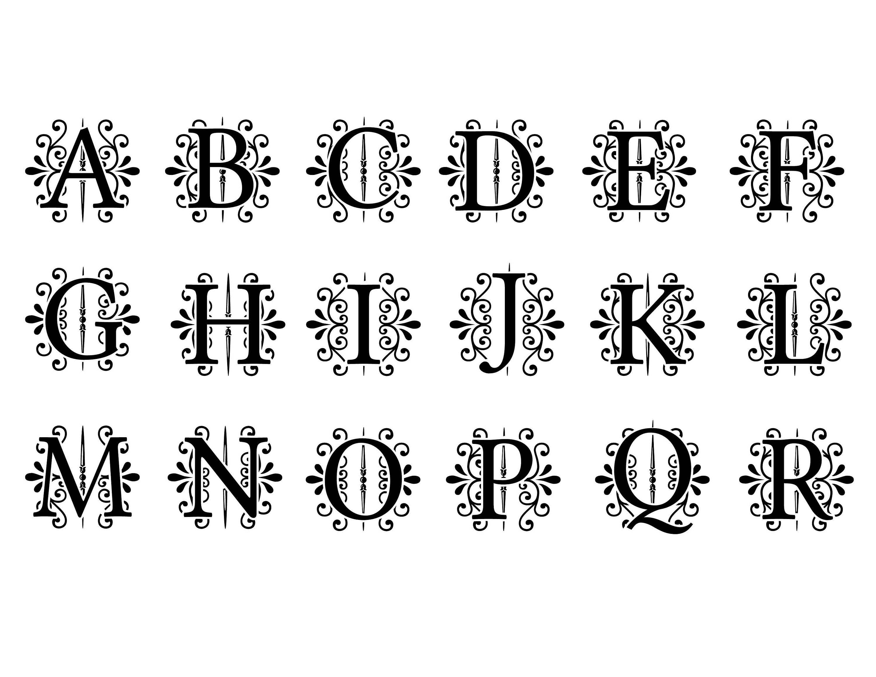 Monograma Letras svg svg inicial Monograma fuente alfabeto - Etsy España