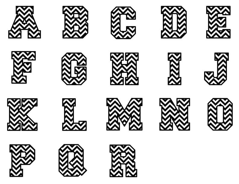 Chevron Font Svg Chevron Monogram Chevron Letters Chevron | Etsy