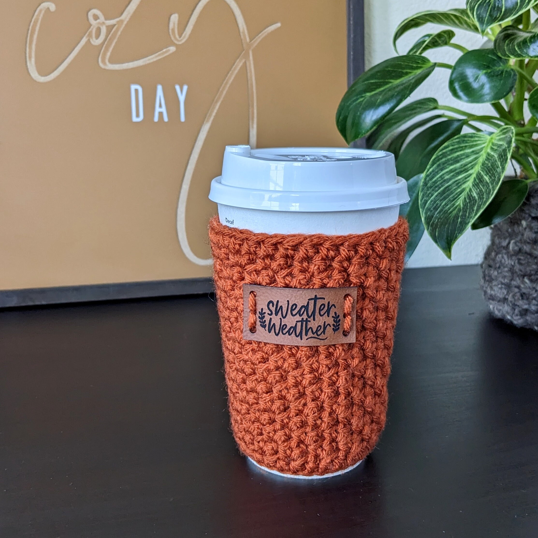 Fall Coffee Cup Sleeve, Crochet Hot Drink Cozy, Reusable Cup Cozy, Knit ...