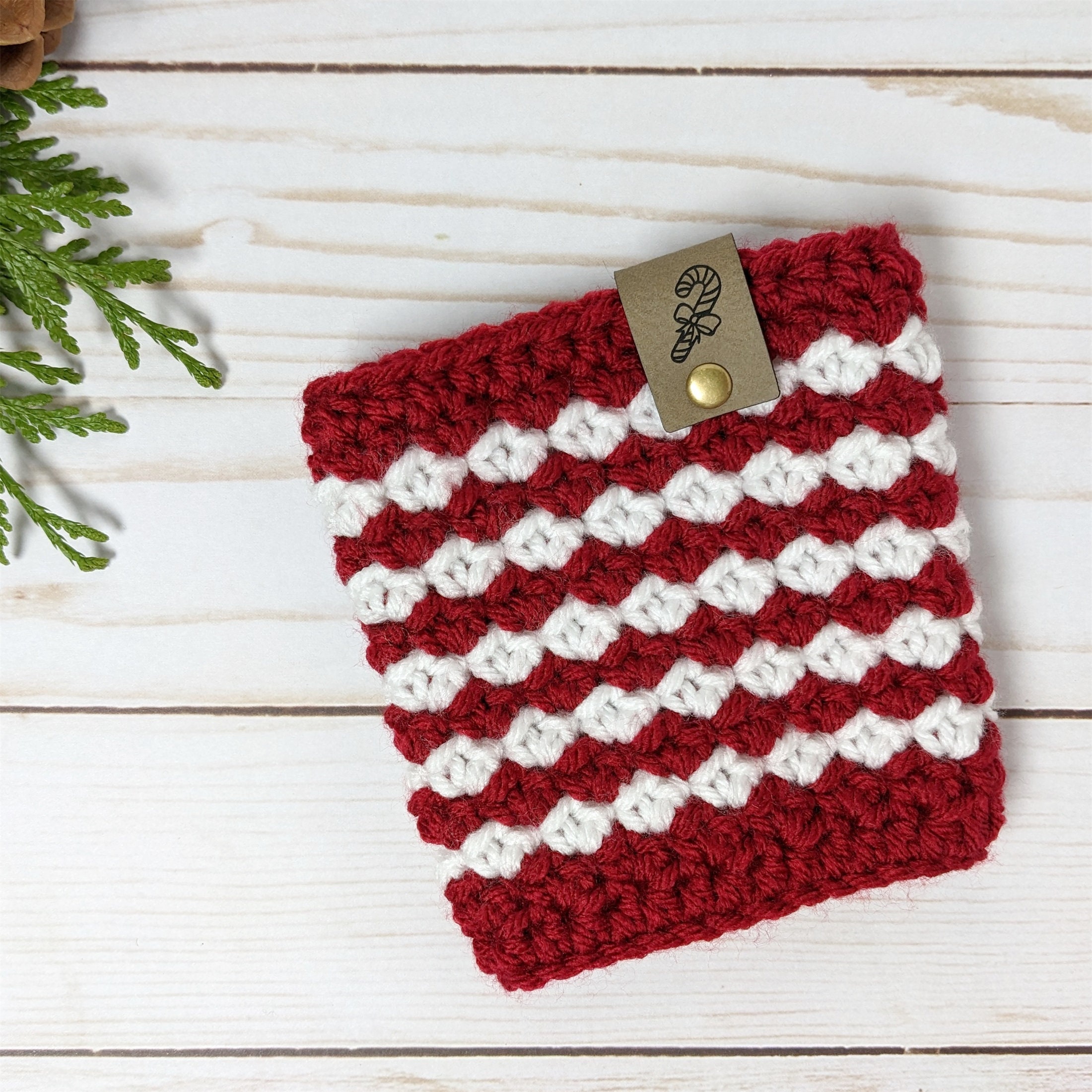 Christmas Coffee Cup Cozy, Crochet Holiday Coffee Sleeve, Candy Cane ...