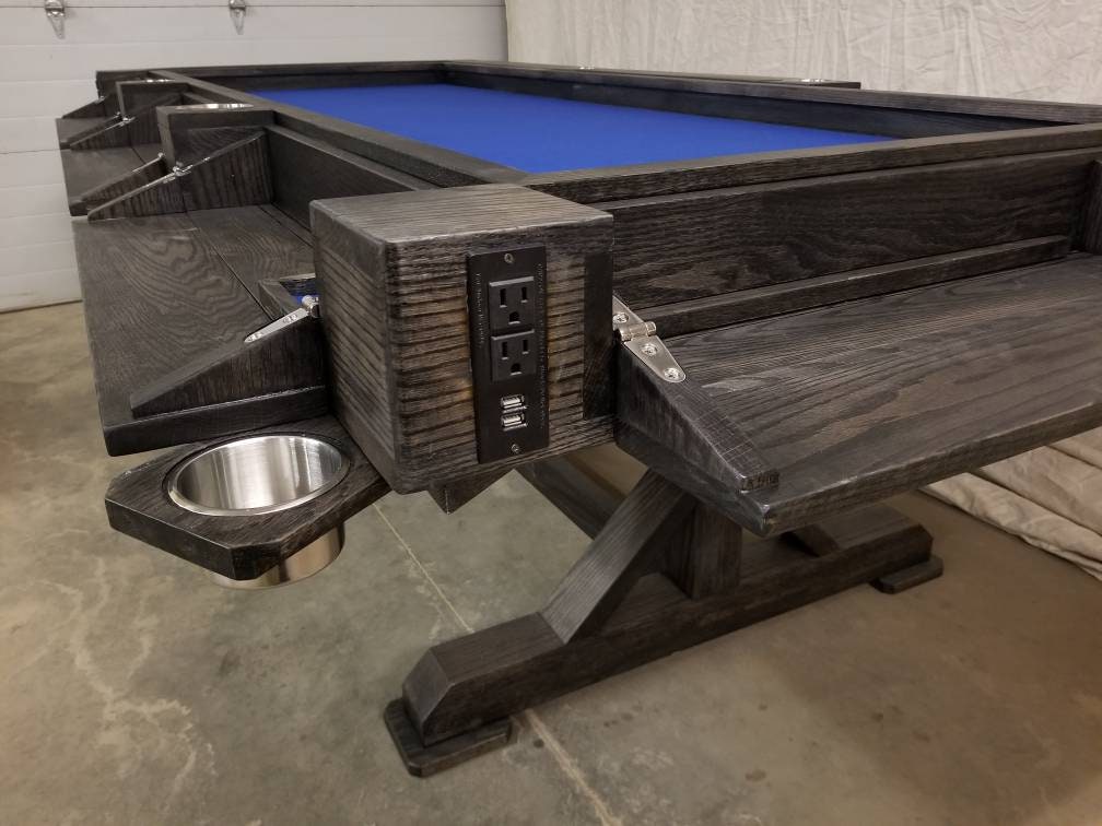 8 Player Oak Board Game Table With Lights and Outlets. - Etsy