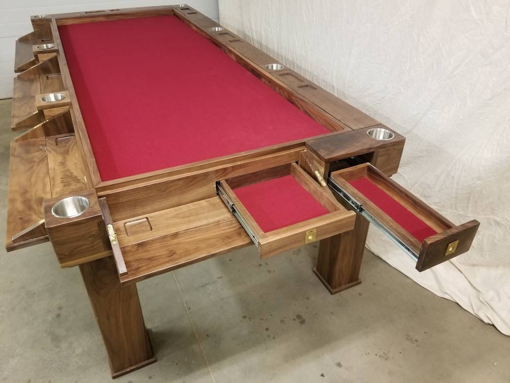 Walnut Game Table With 10 Drawers. - Etsy