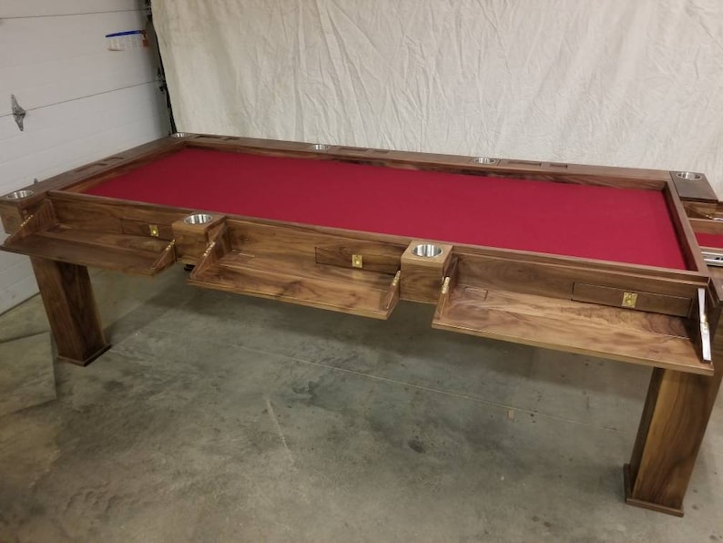 Walnut Game Table With 10 Drawers. - Etsy