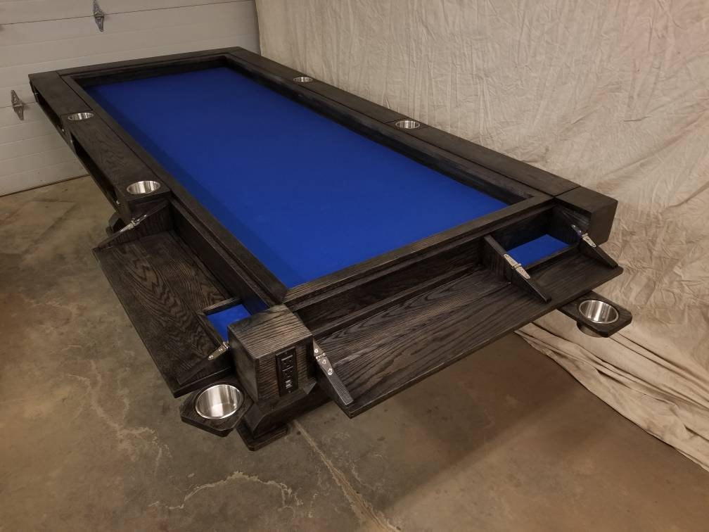 8 Player Oak Board Game Table With Lights and Outlets. - Etsy