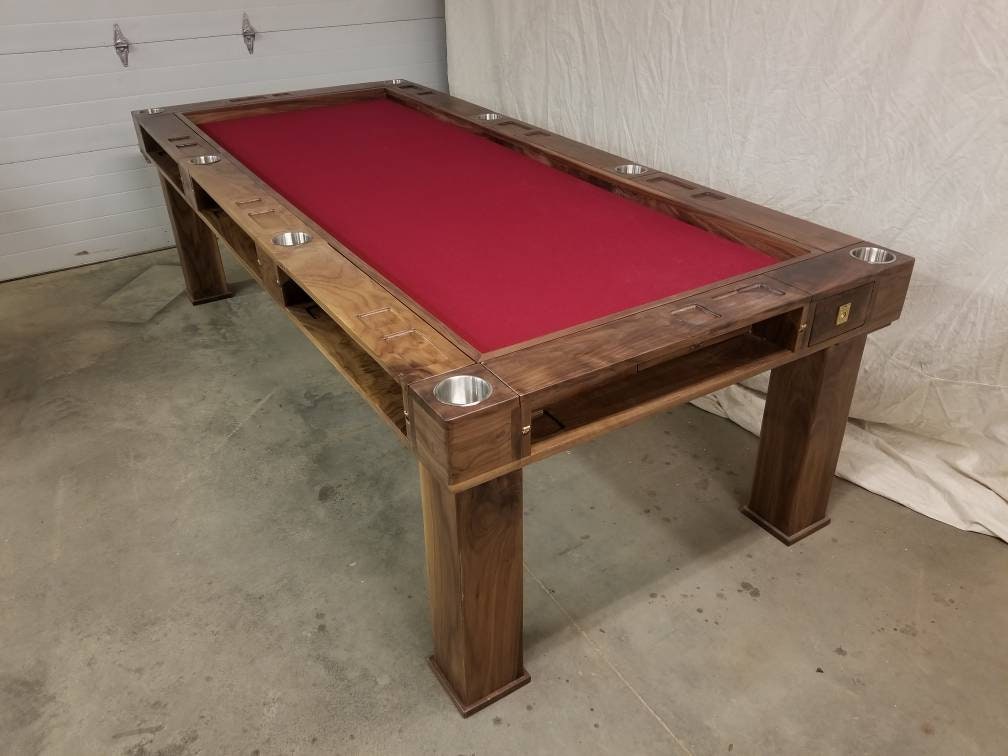 Walnut Game Table With 10 Drawers. - Etsy