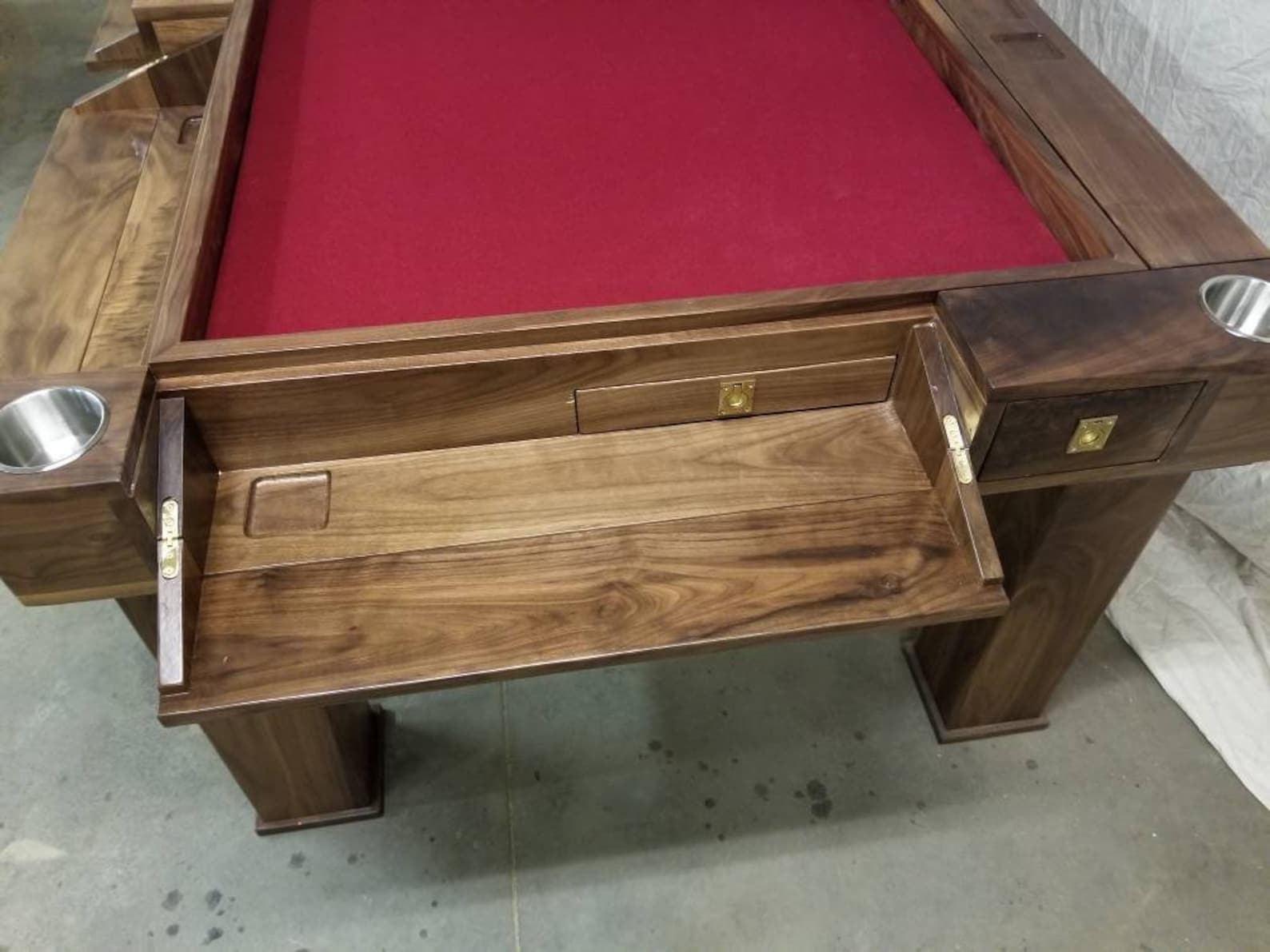 Walnut Game Table With 10 Drawers. - Etsy