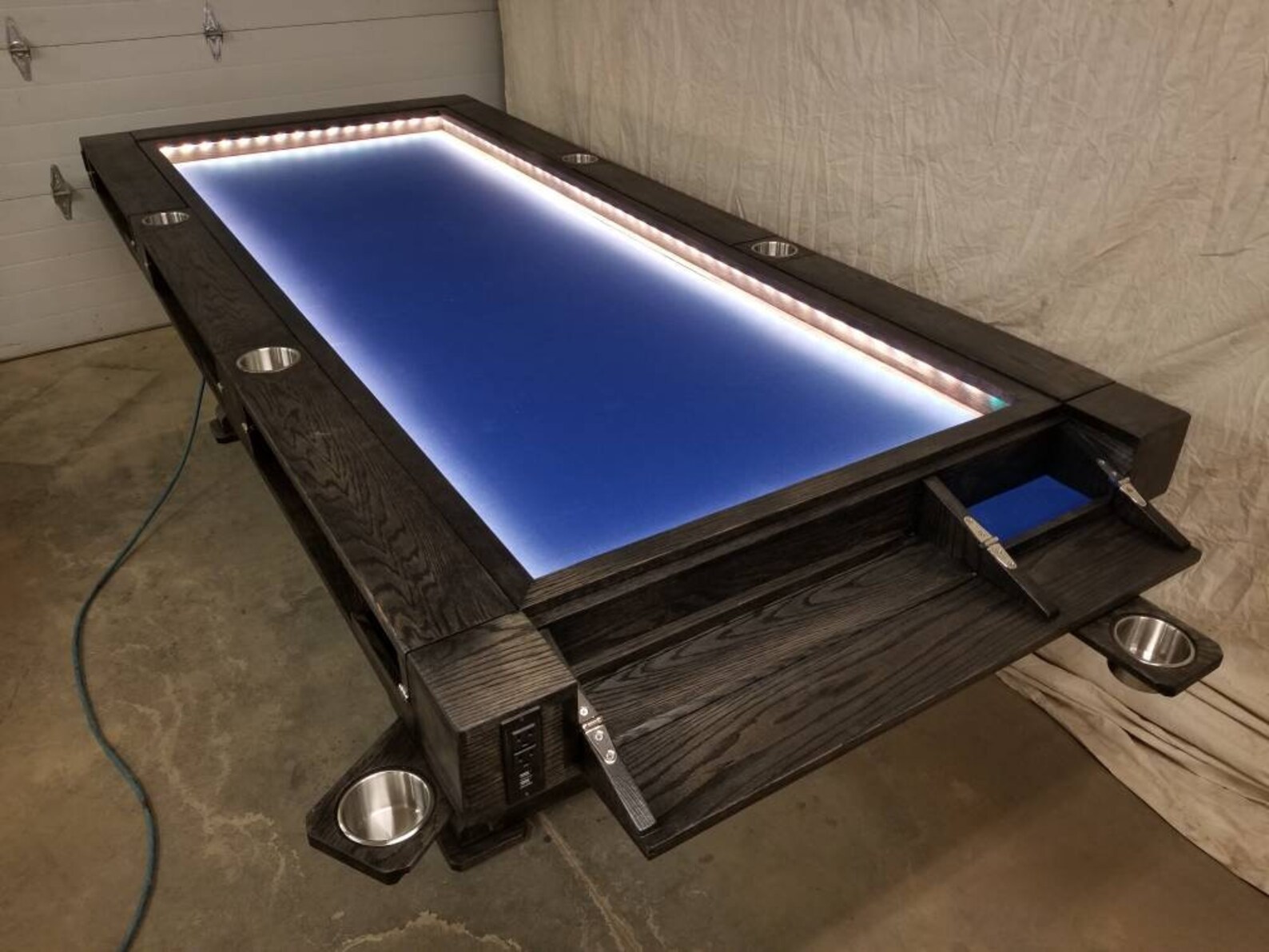 8 Player Oak Board Game Table With Lights and Outlets. - Etsy