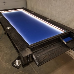 8 Player Oak Board Game Table With Lights and Outlets. - Etsy