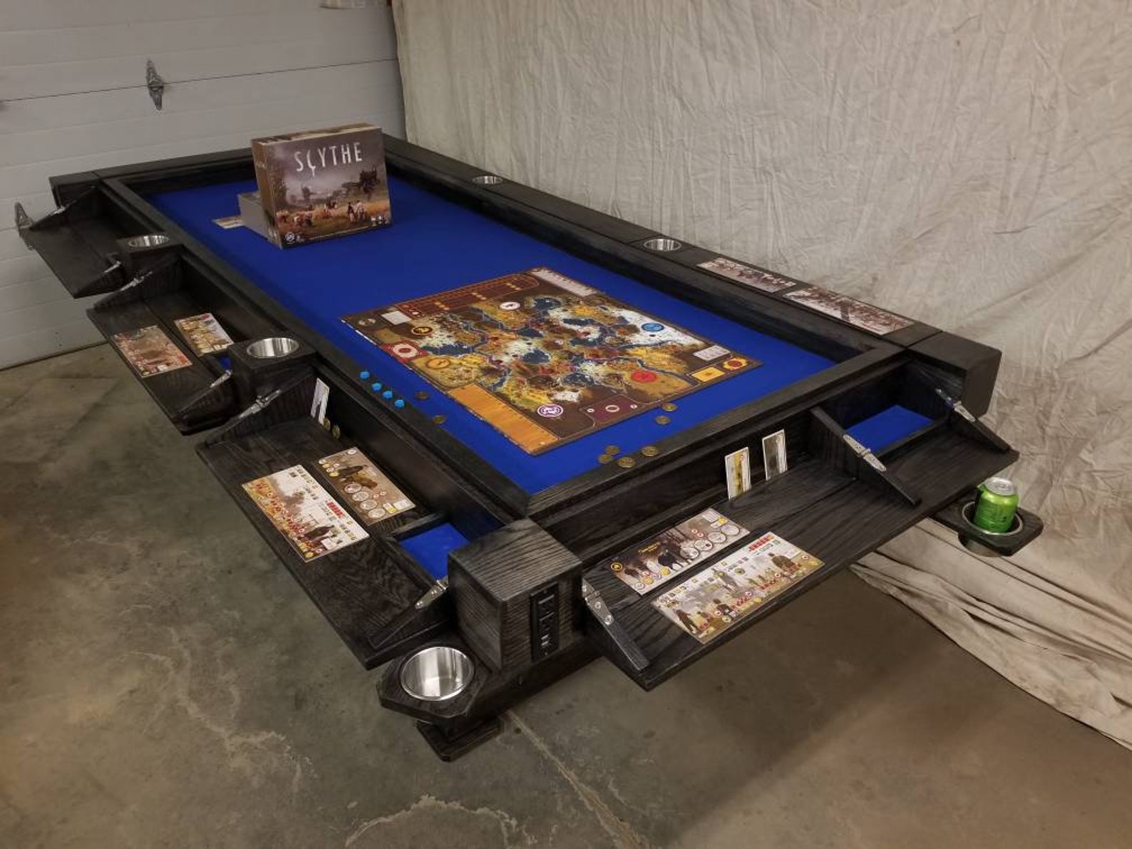 8 Player Oak Board Game Table With Lights and Outlets. - Etsy