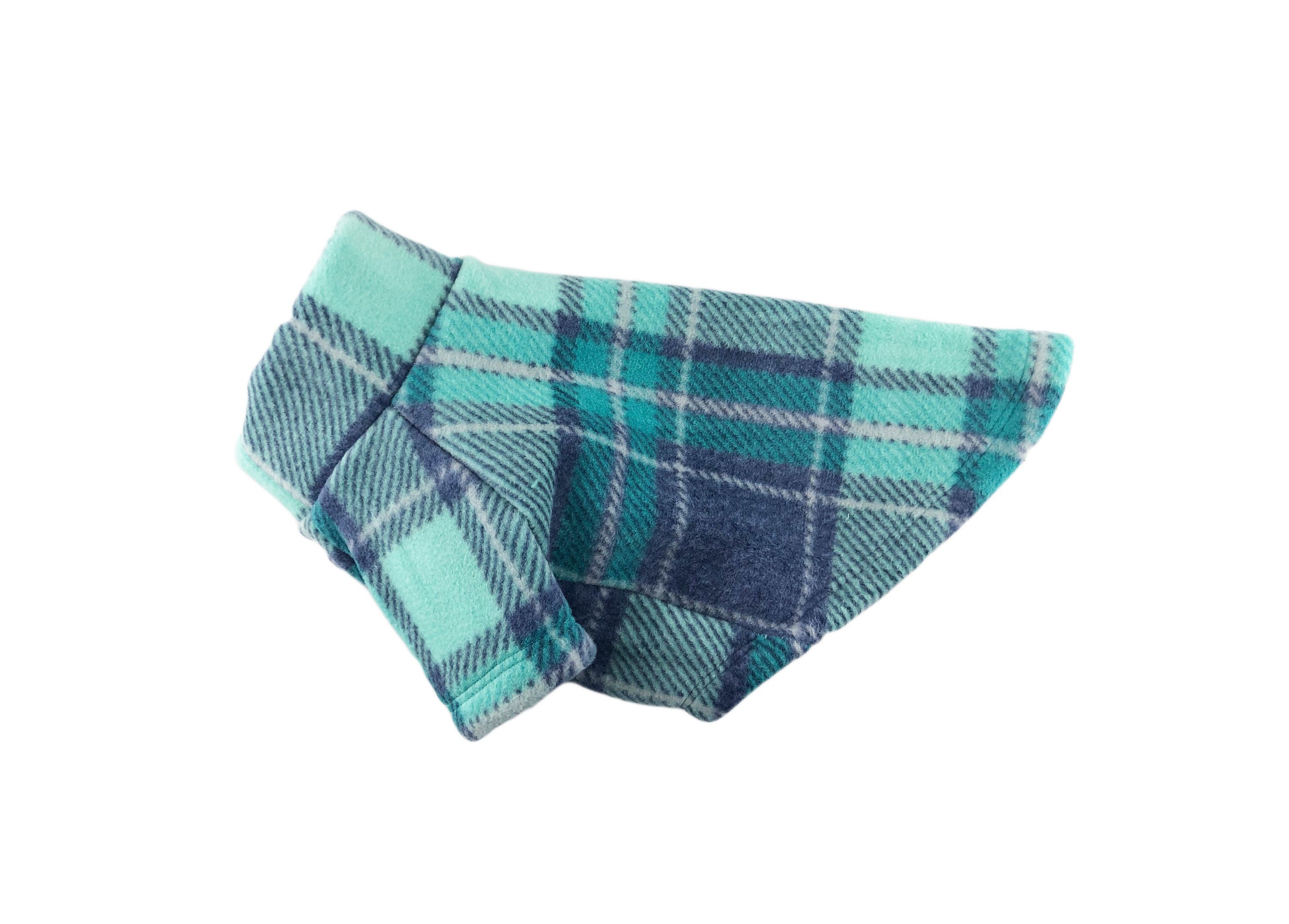 Seafoam & Navy Plaid HIGH DENSITY Fleece Mock Neck Winter Top - Etsy