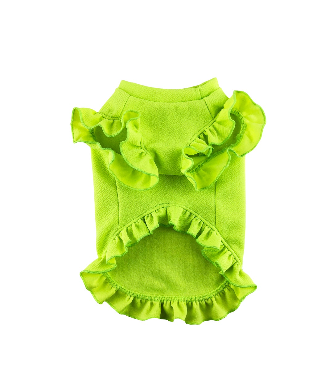 Neon Yellow Ruffled Dress, Liverpool Stretch Knit, Dog Top, Dog ...