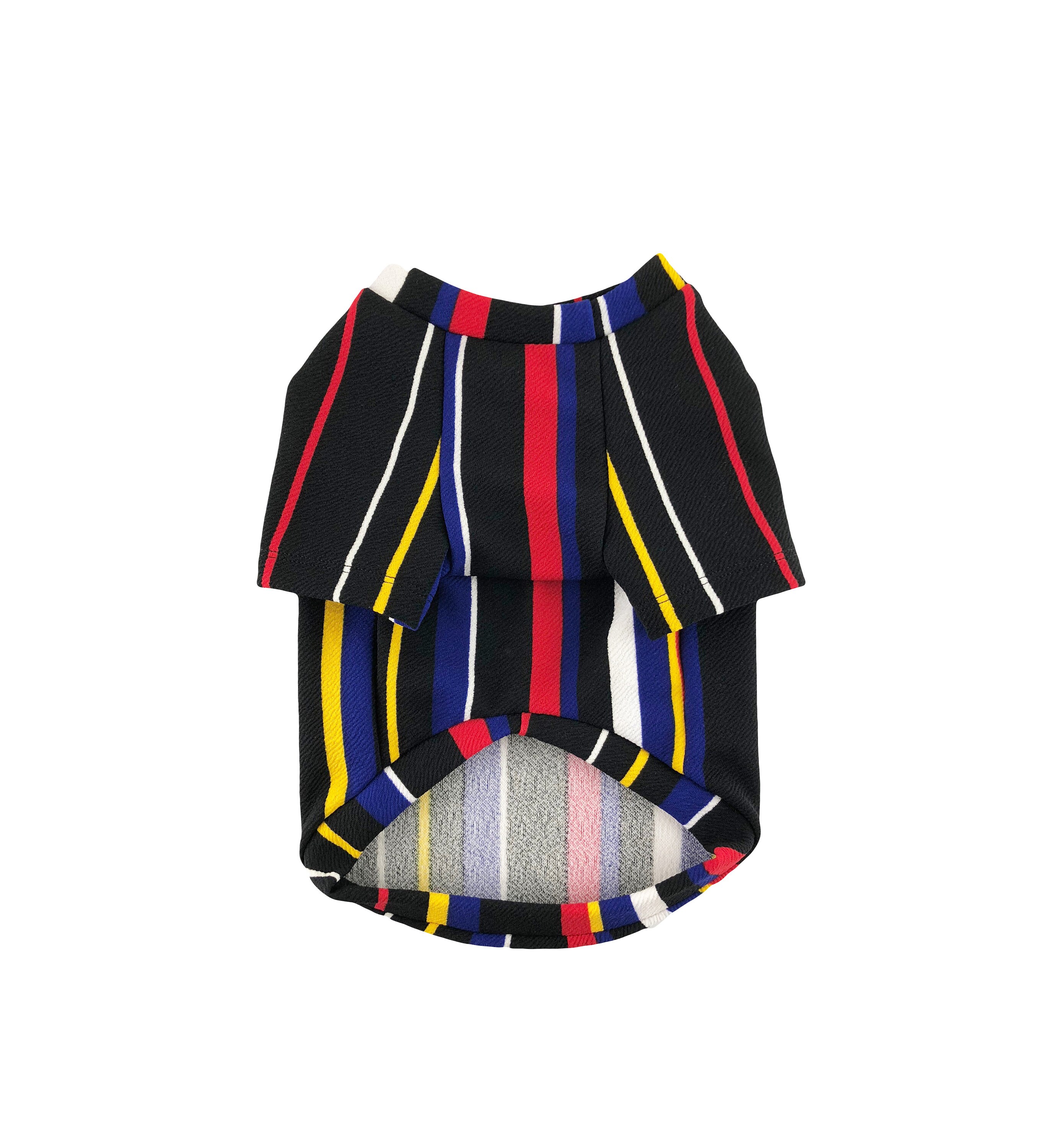 Black Colorful Striped Dog Top, Liverpool Textured Knit, Dog Clothing ...