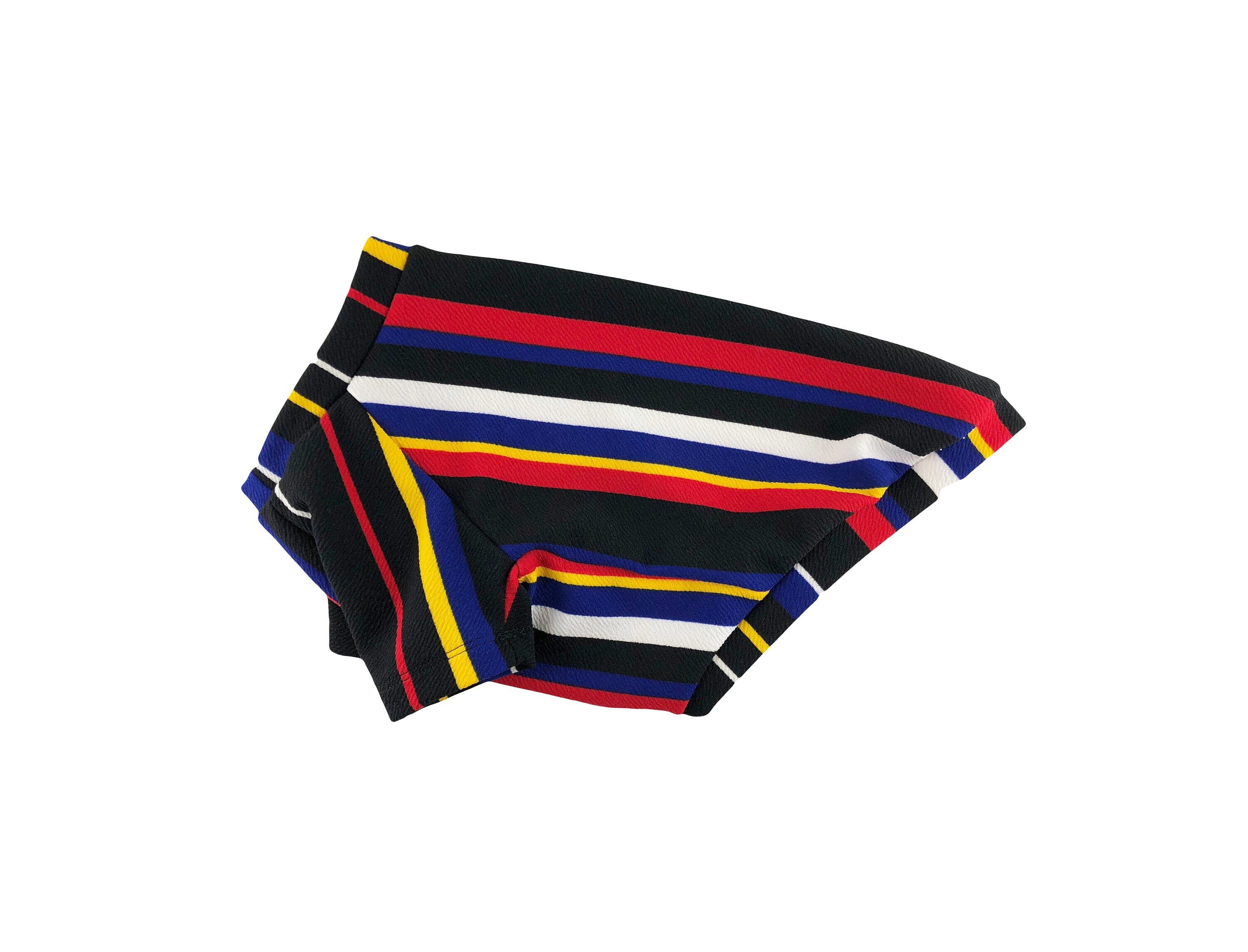 Black Colorful Striped Dog Top, Liverpool Textured Knit, Dog Clothing ...