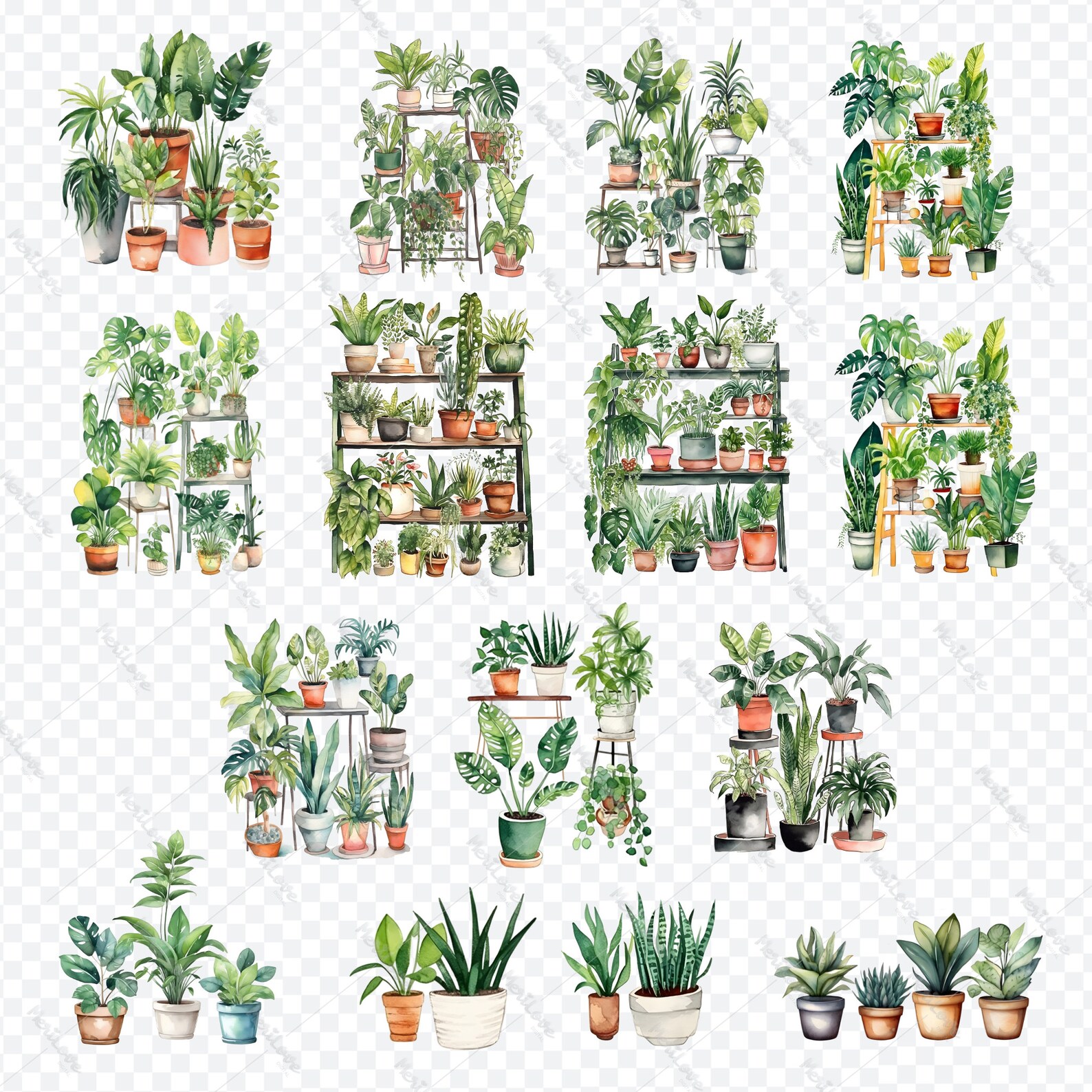 Watercolor Indoor Plants Clipart,house Plants Clipart Bundle,plants ...