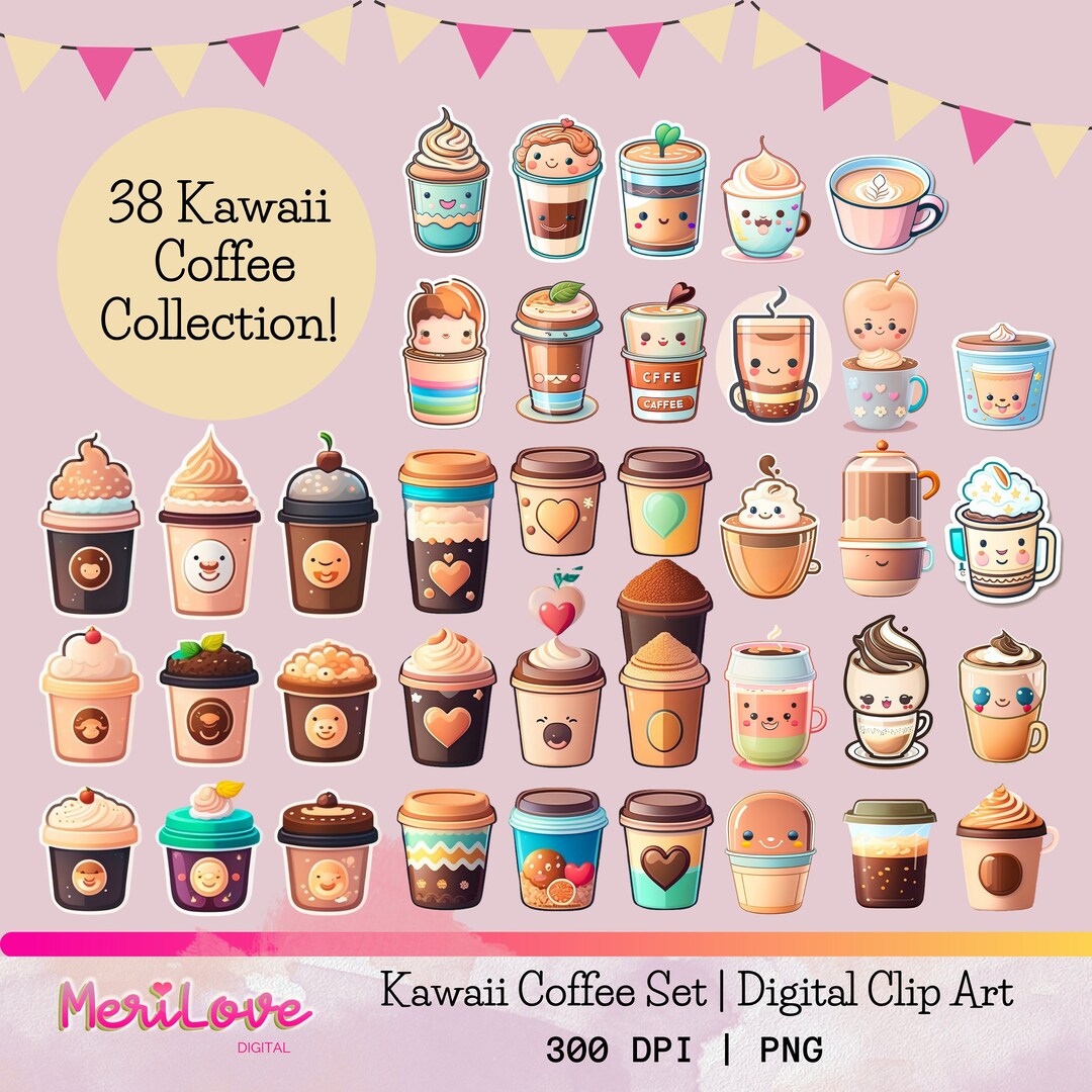Kawaii Coffee Digital Clip Art Coffee Vector Kawaii Coffee - Etsy