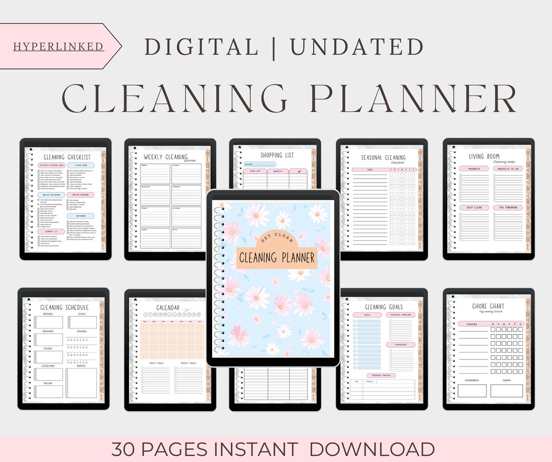House Cleaning Task, Digital Undated Cleaning Planner, Blank Cleaning ...
