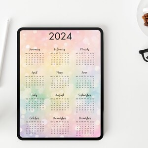 2024 Rainbow Calendar Digital Printable 2024 Calendar - Etsy