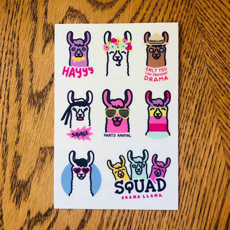 Drama Llama llama-ted Edition Sticker Sheet FREE Shipping With 8 ...