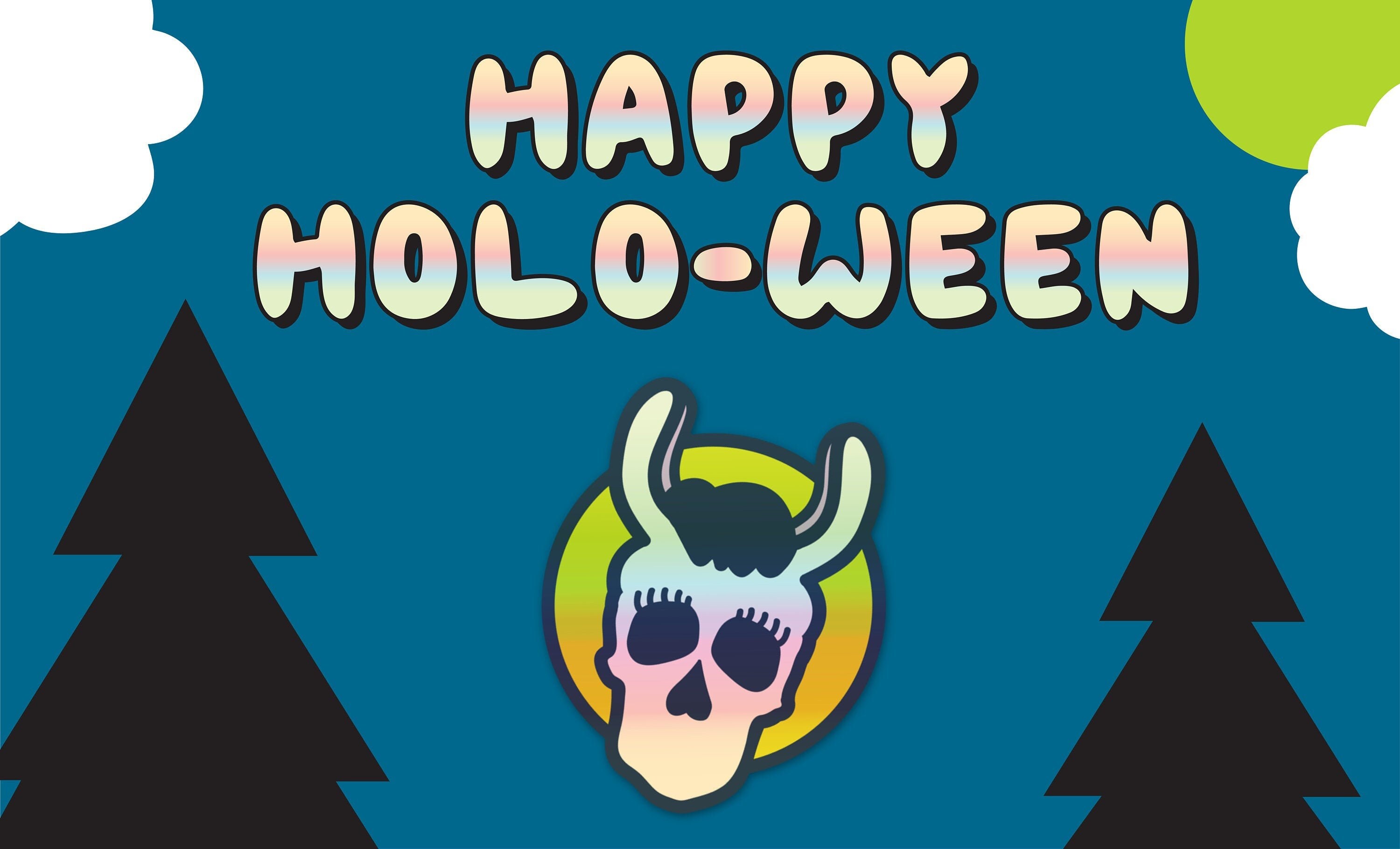 Drama Llama Skull Halloween 3 Holographic Sticker - Etsy