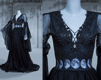Black Lace Moon Phases Gown | Etsy Canada
