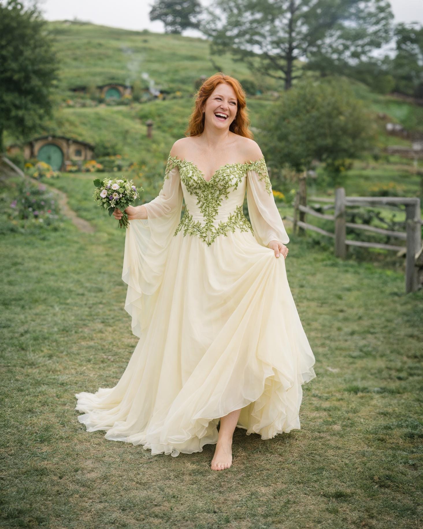 Viridia Shire Olive Green Bridal Gown Preorder Fantasy Wedding Dress ...