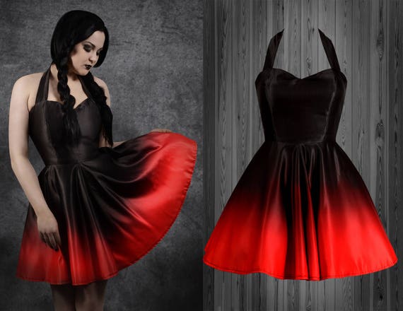 Pin-up Vintage Retro Gothic Lace Ombre Black Red Dress - Etsy