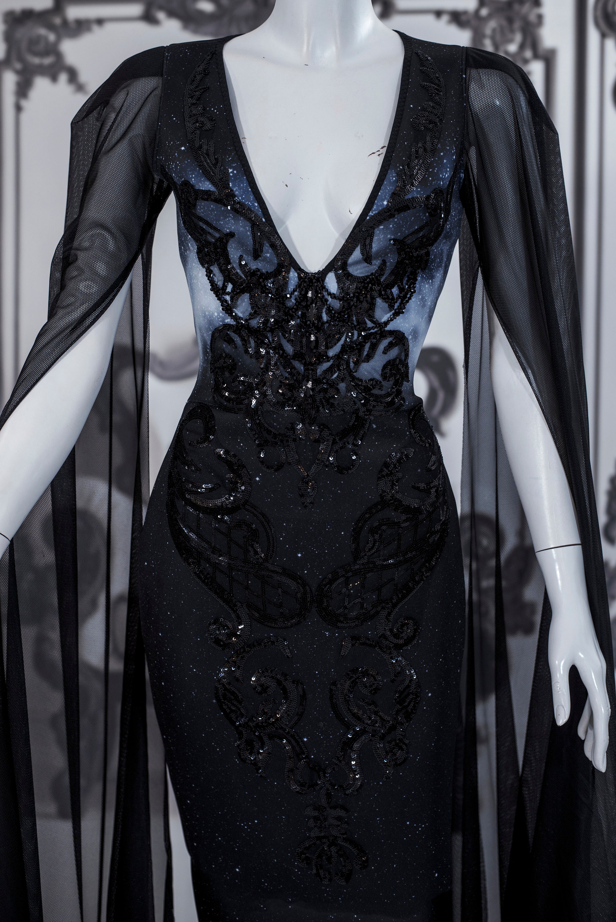 Black Lace Moon Phases Gown | Etsy