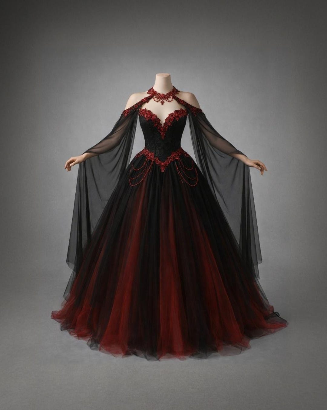 Noctis Divina – Custom Gothic Black Lace DDP Wedding Dress • Dramatic ...