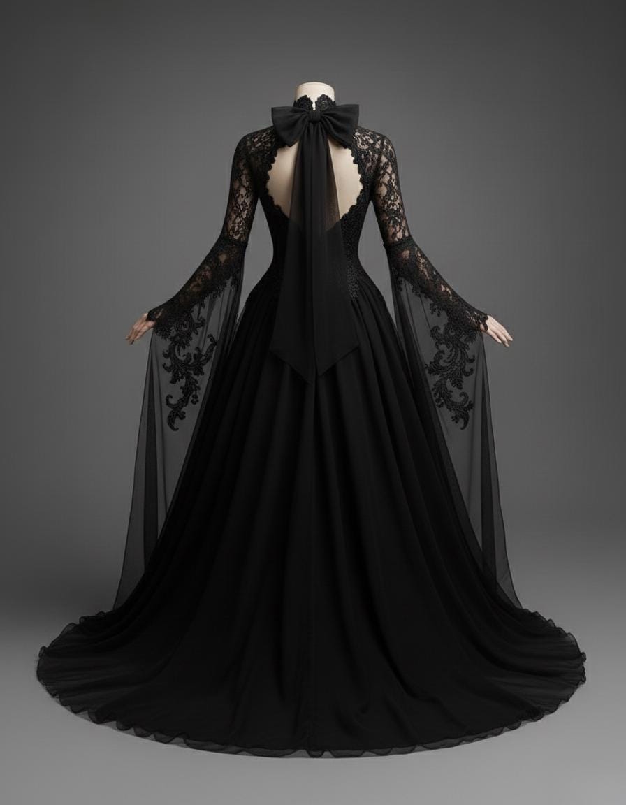 Noctis Divina – Custom Gothic Black Lace DDP Wedding Dress • Dramatic ...