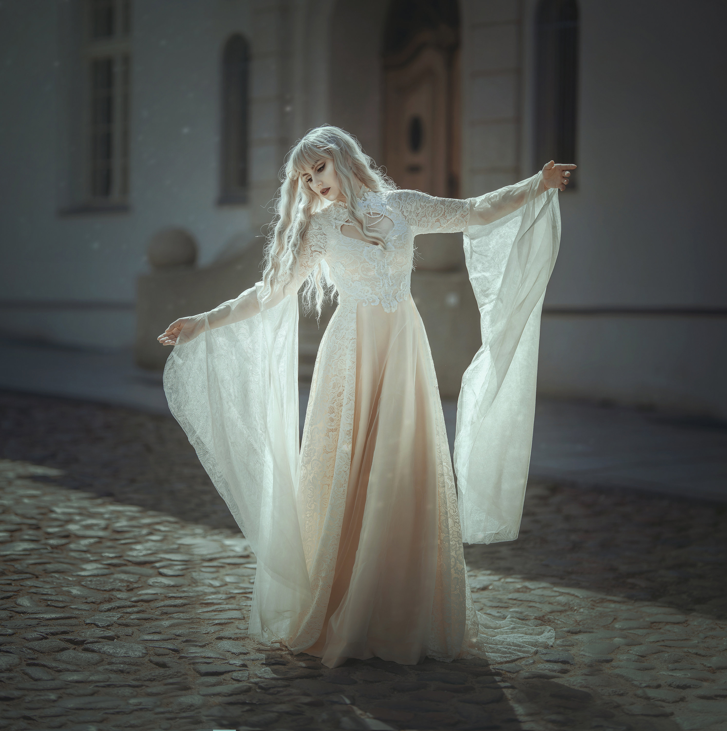 Elven Wedding Dress Fantasy Medieval Baroque Beads Stones Gothic ...