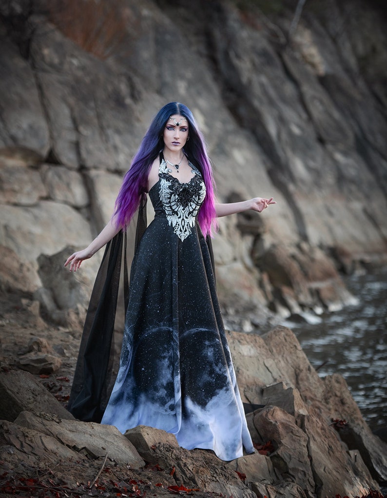 Fairy Moon Silver Dress Wedding Gown Phases Gothic Bell - Etsy
