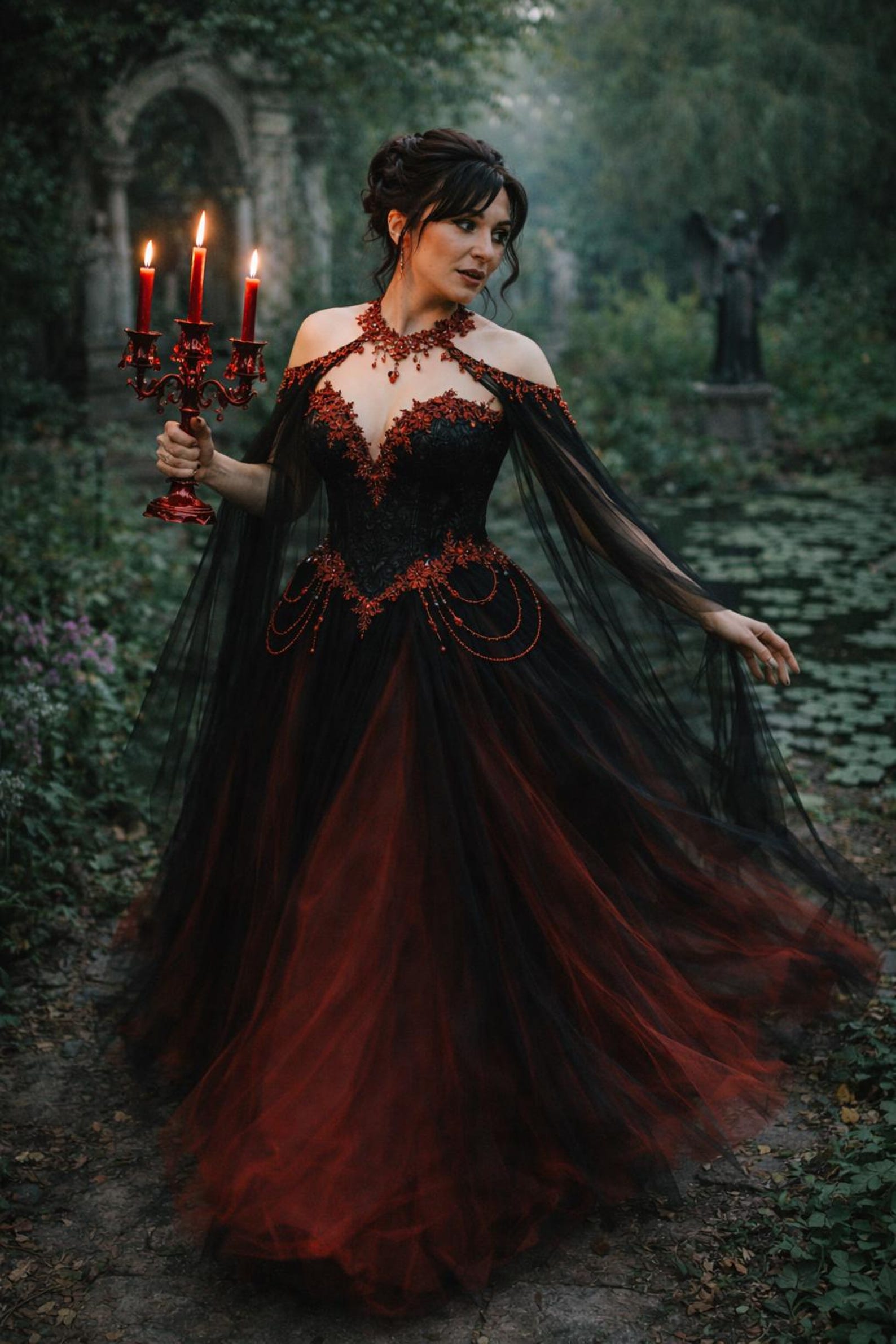 Noctis Divina – Custom Gothic Black Lace DDP Wedding Dress • Dramatic ...