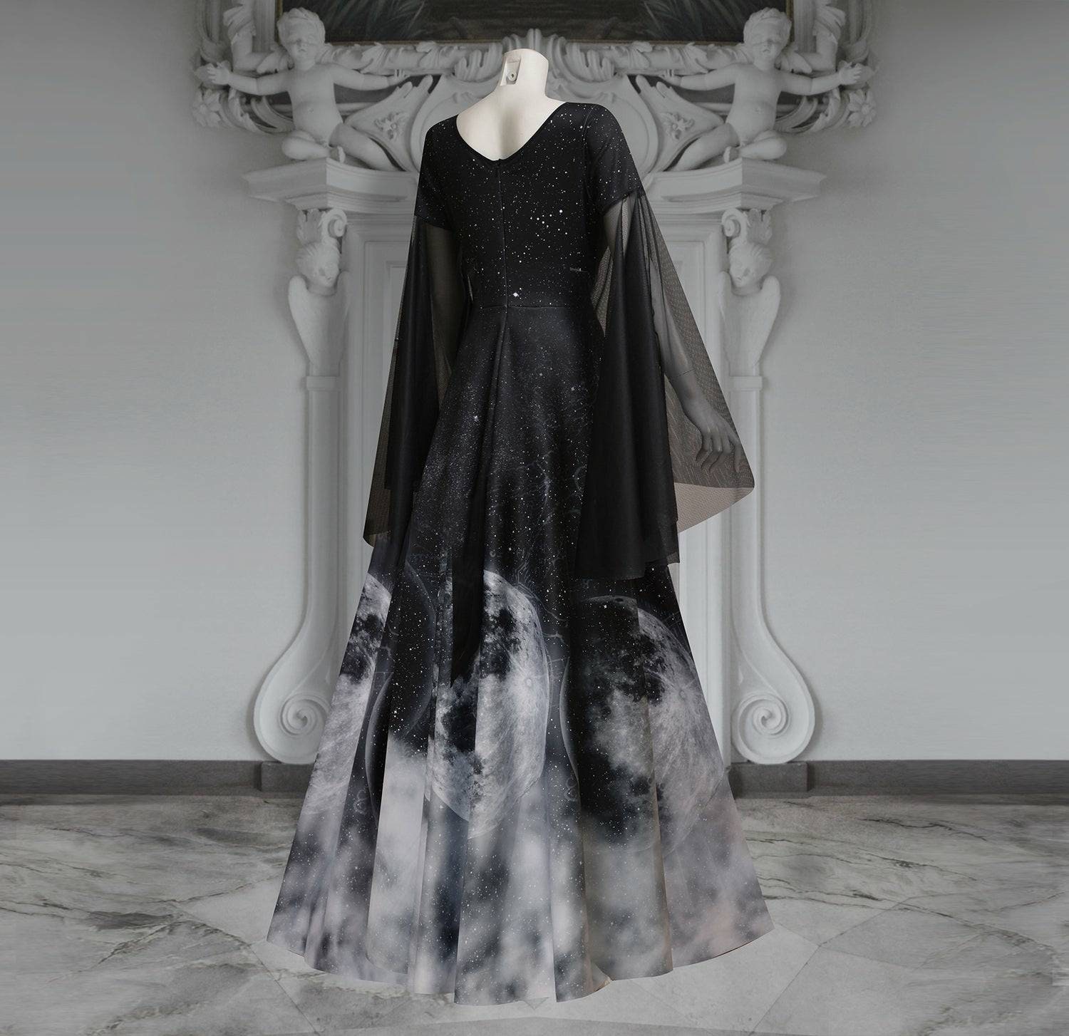 MAXI Ombre Moon Dress Gothic Doll Phases Gray Ash - Etsy